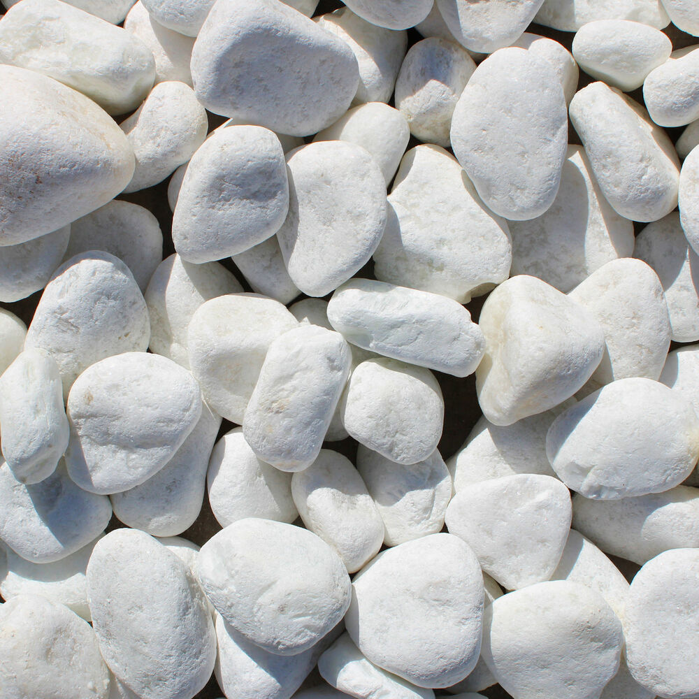 Pebble Snow White Tumbled 50-80mm 20kg Bag