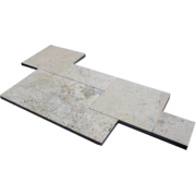 Travertine Paver Latte Tumbled French Pattern Set 30mm