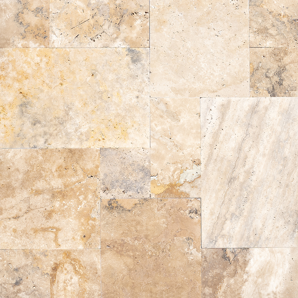 Travertine Tumbled Country Classic Tile French Pattern 12mm